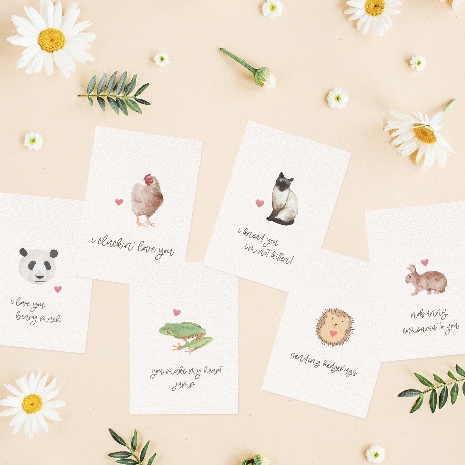 Printable Valentine Mini Card Set | Cute Punny Animals | Anniversary ...