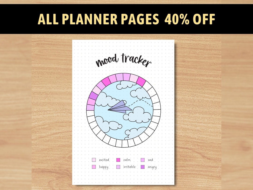 Paper Airplane Mood Tracker | A5 Journal Page | Daily Tracker ...