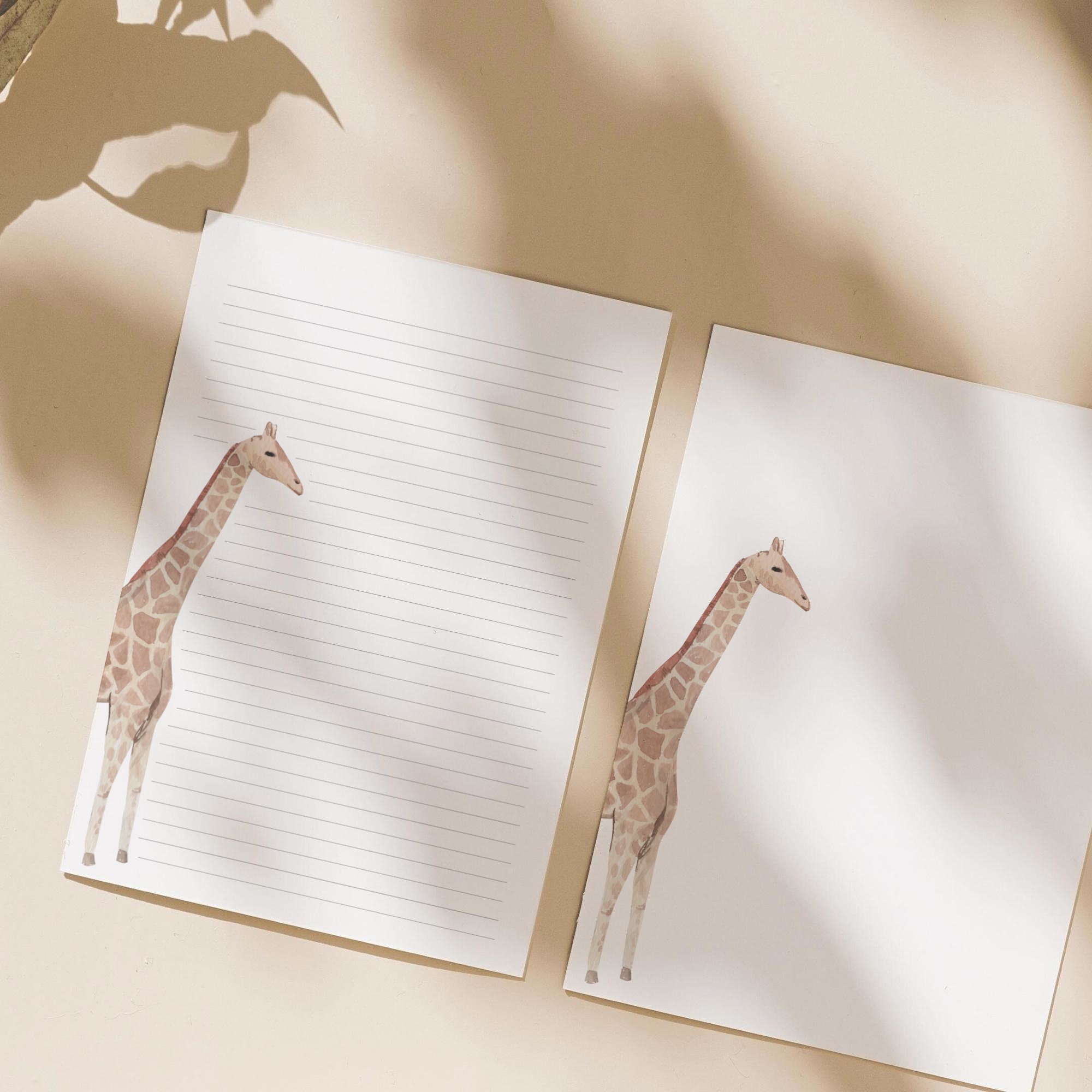 Printable Stationery | African Giraffe Paper | Lined Unlined | A4 ...