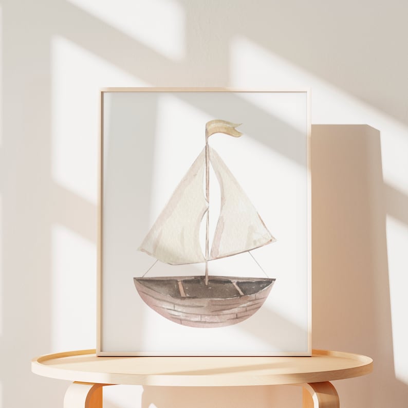 Printable Wall Art | Boho Sailboat | Nautical Sailing Decor | Coastal ...