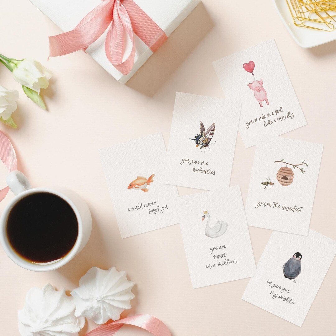 Printable Valentine Mini Card Set | Cute Punny Animals | Anniversary ...