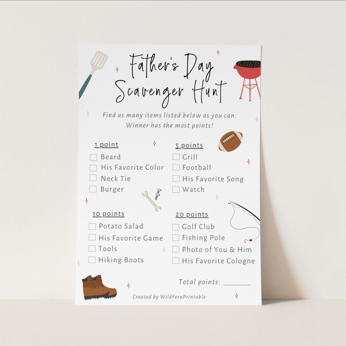 Father's Day Printable Game Indoor Scavenger Hunt Family Party Game for ...