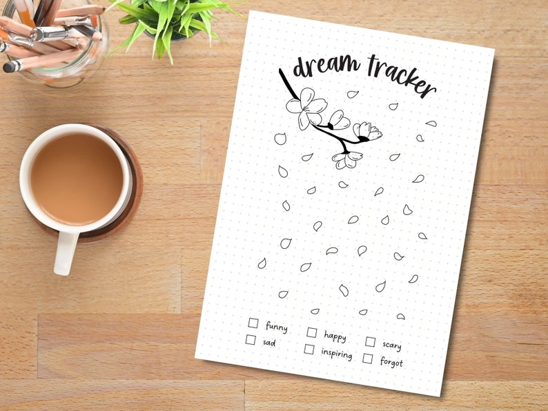 Sakura Flowers Dream Tracker A5 Journal Page Dream Log Printable ...