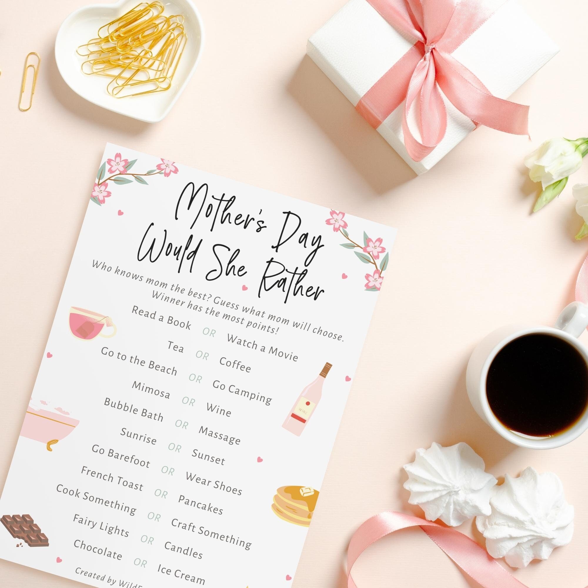Mother's Day Printable Game BUNDLE | Mom Ever Never Would She Rather ...