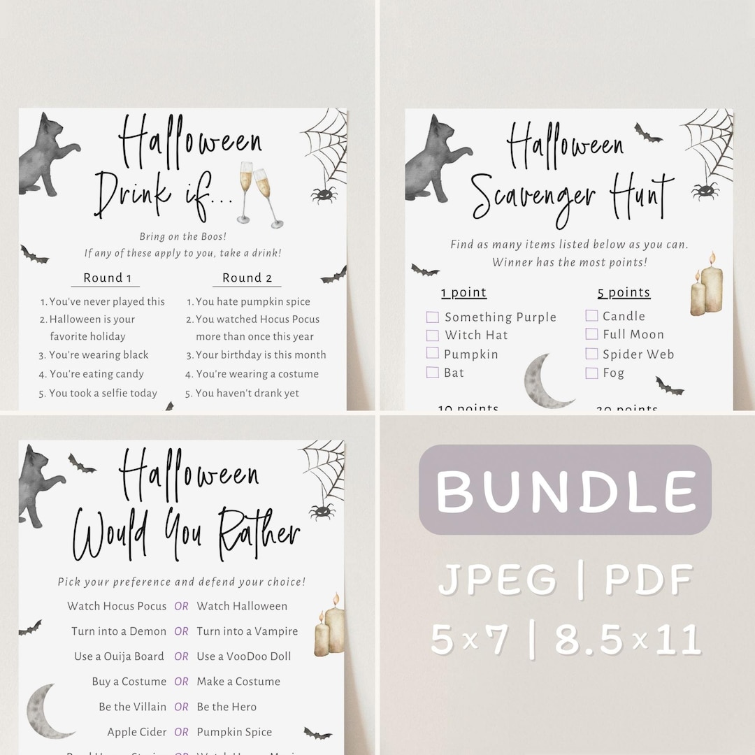 Halloween Printable Game BUNDLE Scavenger Hunt Would You - Etsy
