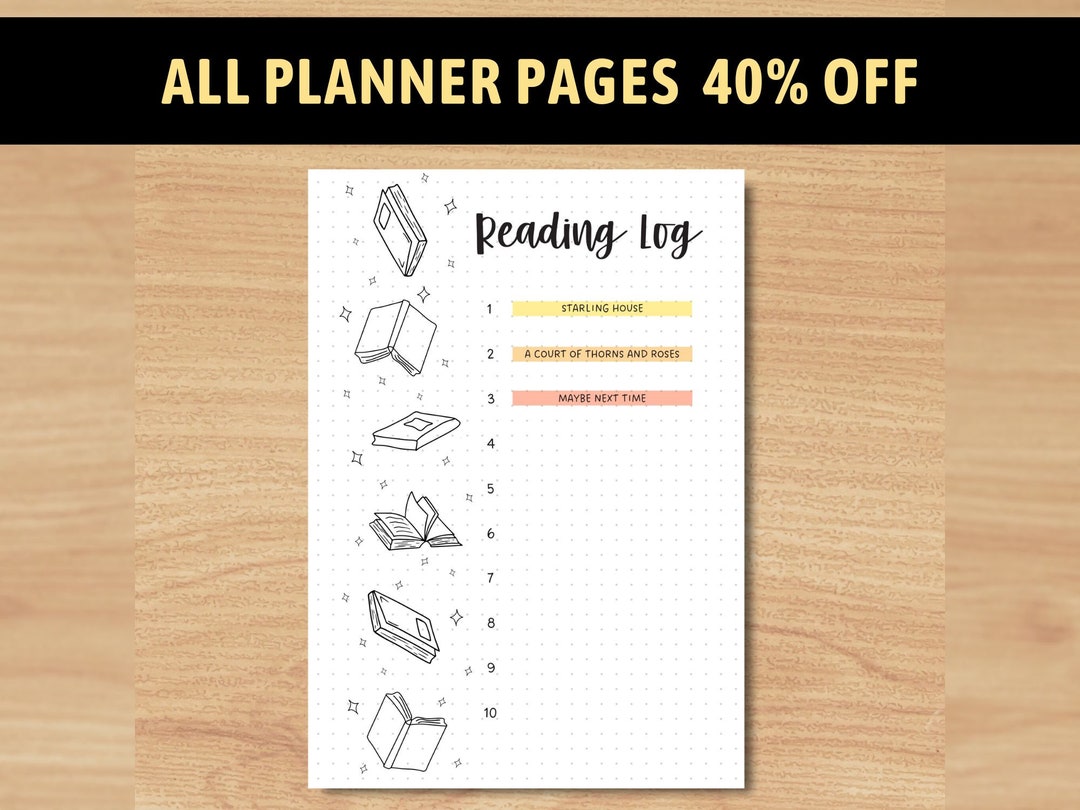 Reading Log | A5 Journal Page | Printable Tracker | Book Challenge ...