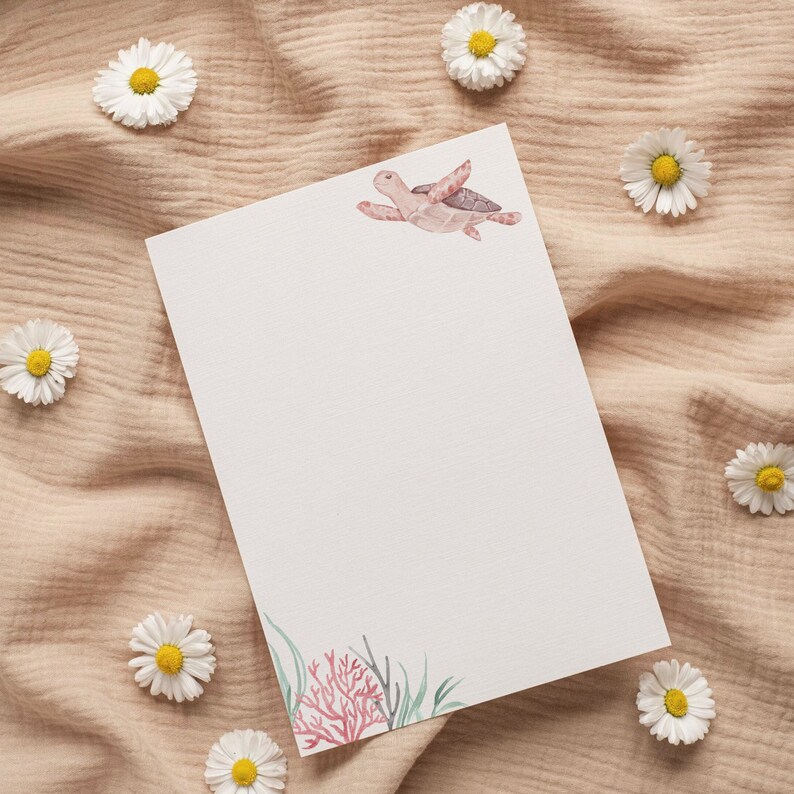 Printable Stationery Sea Turtle Paper Lined Unlined A4 Letter Size ...