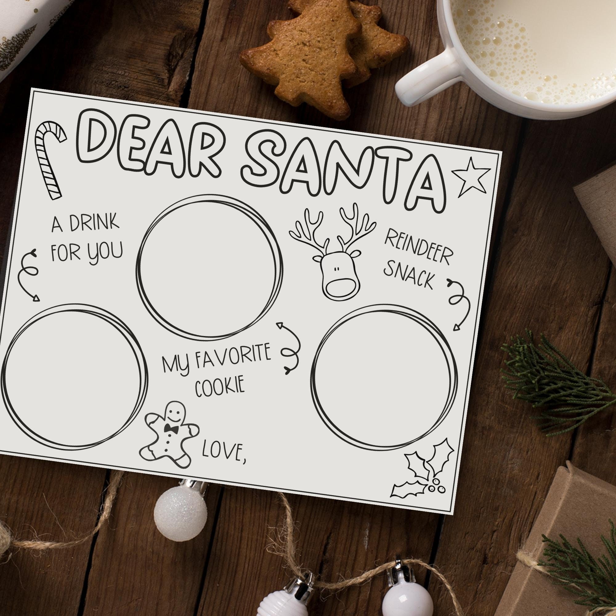 Dear Santa Printable Placemat for Kids | Christmas Coloring Sheet | Fun ...
