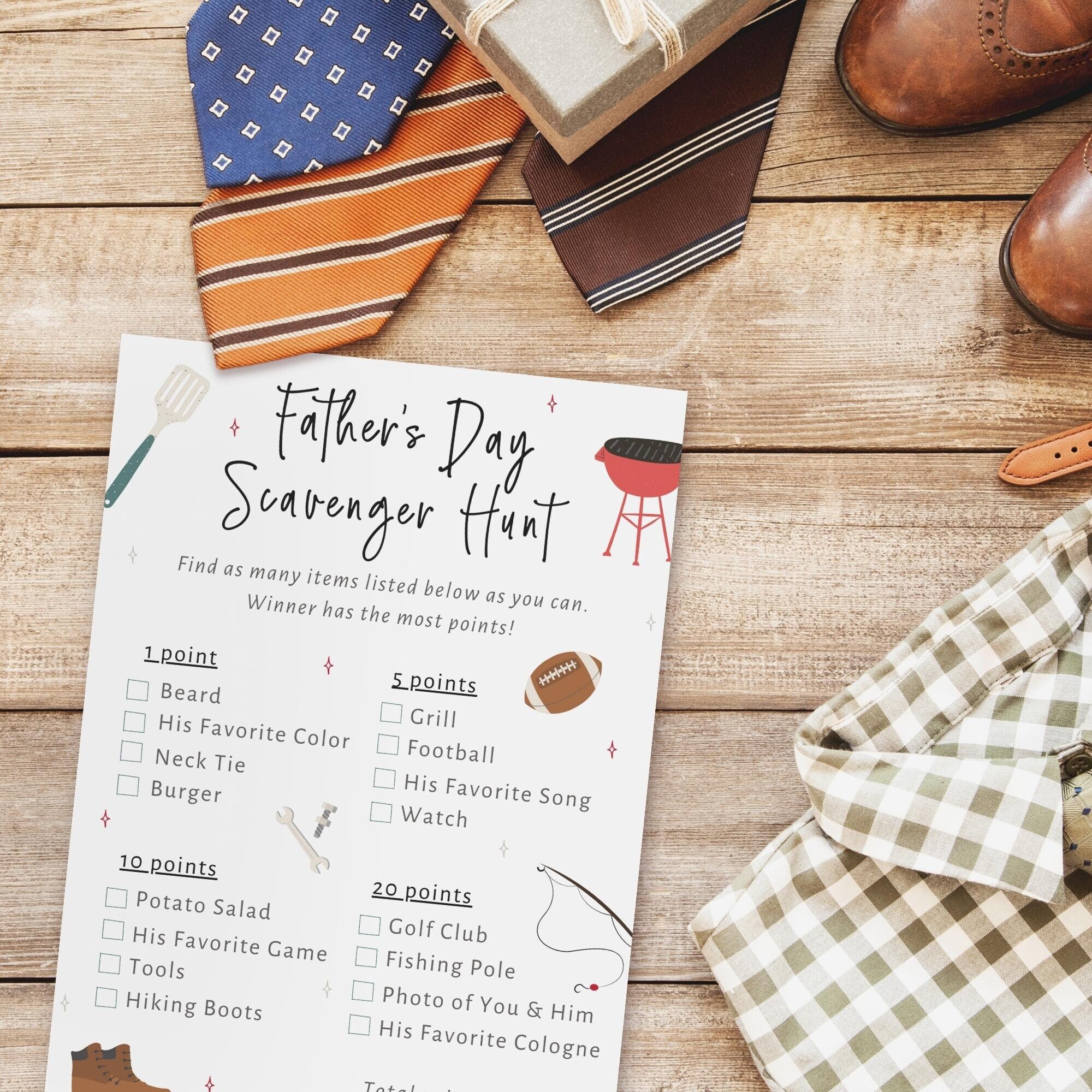 Father's Day Printable Game | Indoor Scavenger Hunt | Family Party Game ...