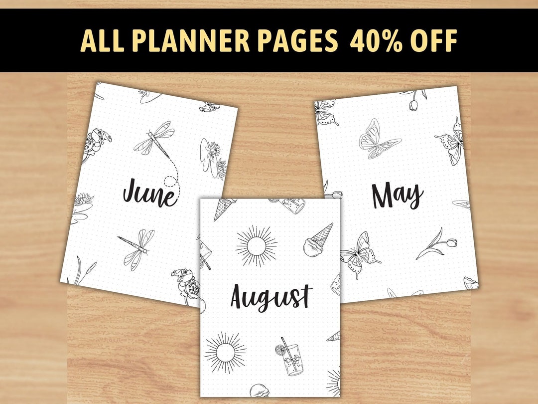 12 Monthly Cover Pages | A5 Journal Monthly Title Page Template ...