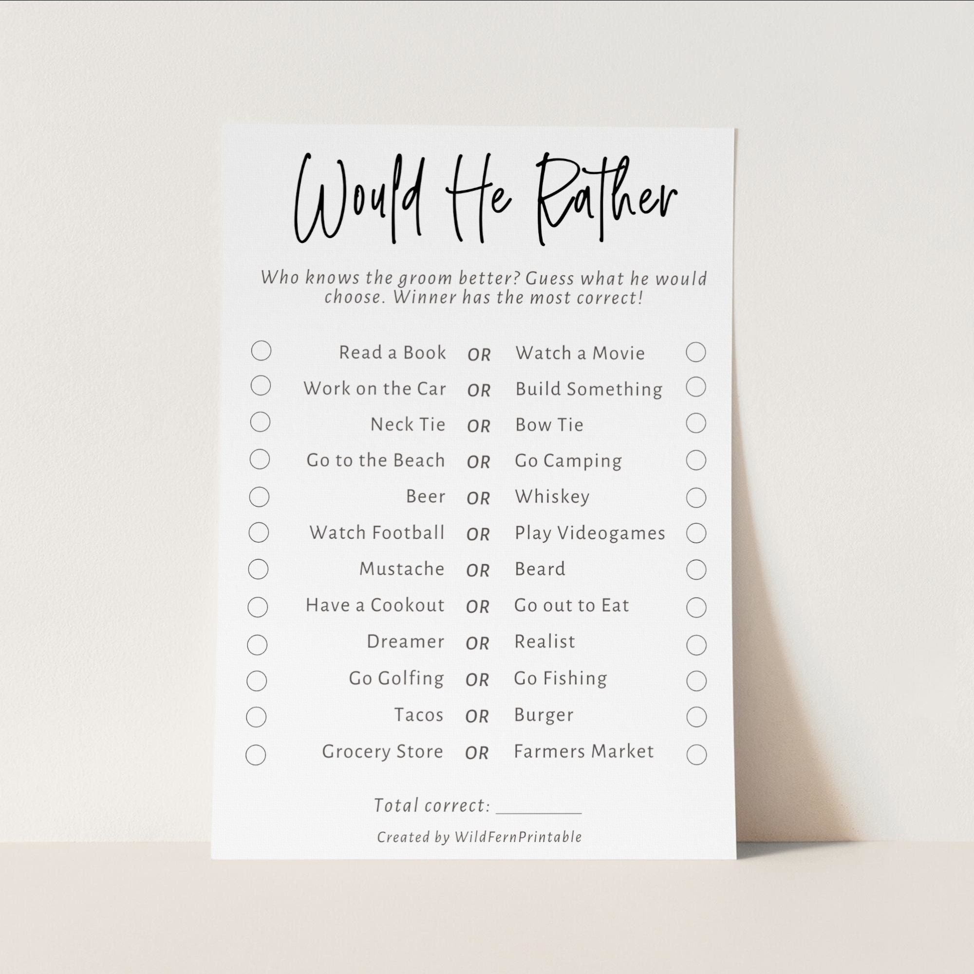 Would He Rather Printable Game | Minimalist Wedding Groom Quiz | Simple ... Would He Rather Printable Game | Minimalist Wedding Groom Quiz | Simple ...