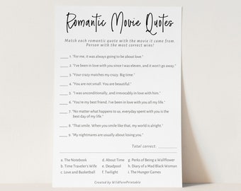 Wedding Movie Quiz | Etsy