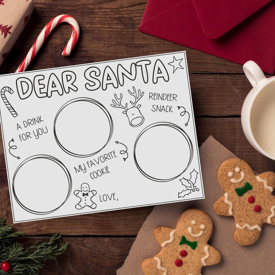 Dear Santa Printable Placemat for Kids | Christmas Coloring Sheet | Fun ...