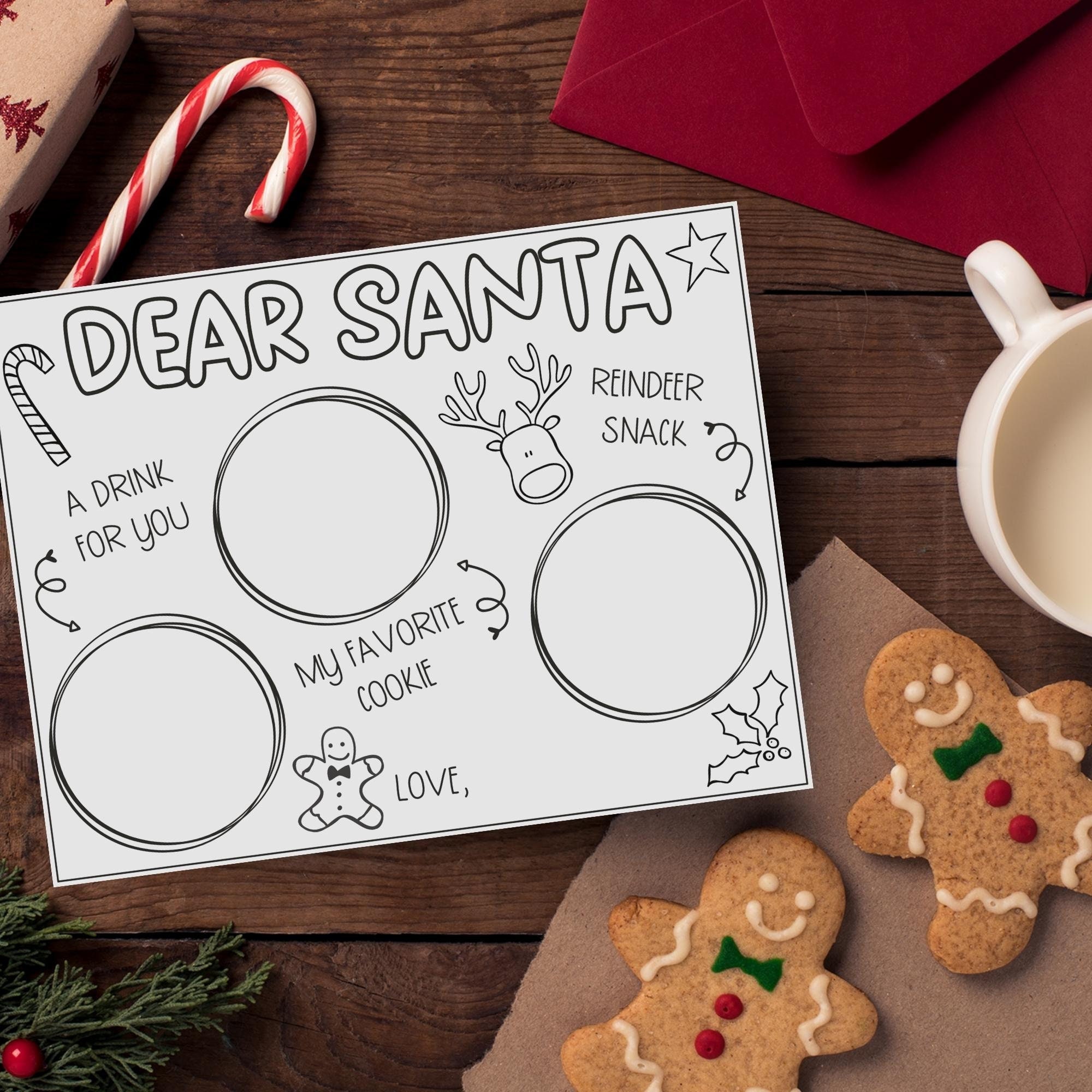 Dear Santa Printable Placemat for Kids | Christmas Coloring Sheet | Fun ...