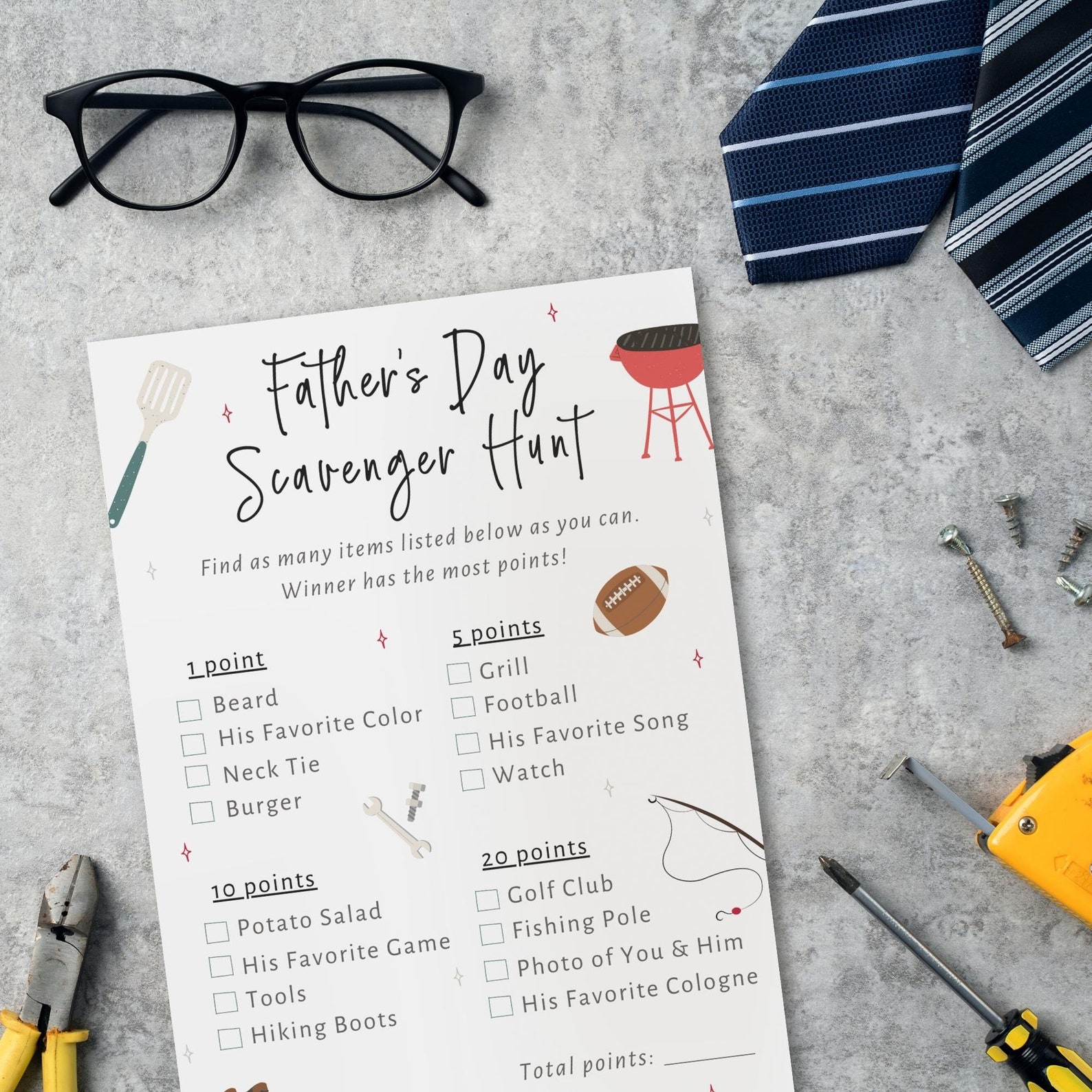 Father's Day Printable Game | Indoor Scavenger Hunt | Family Party Game ...