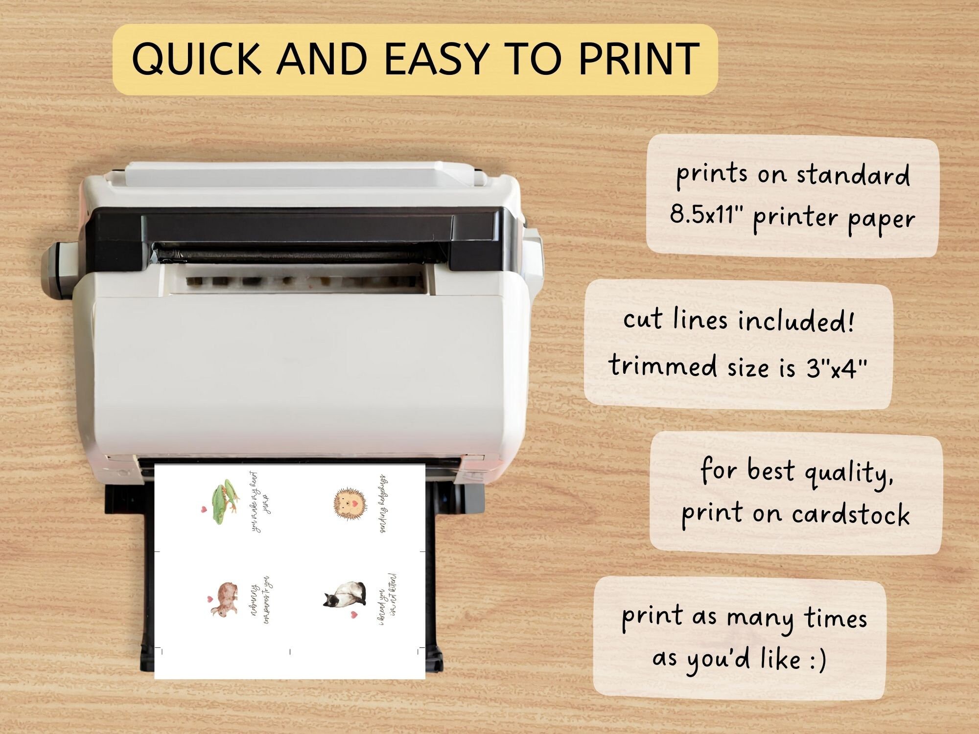 Printable Valentine Mini Card Set | Cute Punny Animals | Anniversary ...