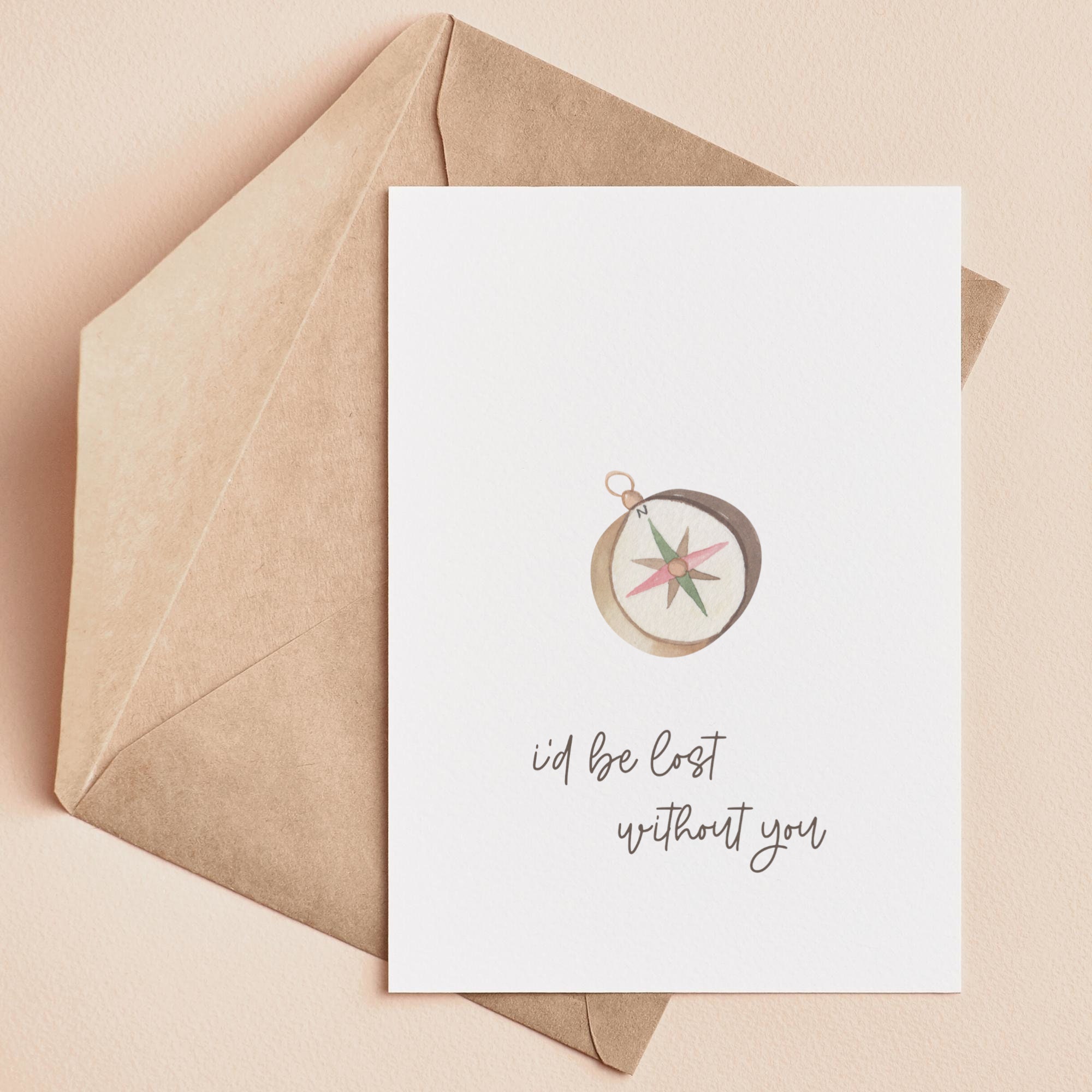 Printable Card | Cute Punny Lost Compass | Funny Anniversary Travel ...