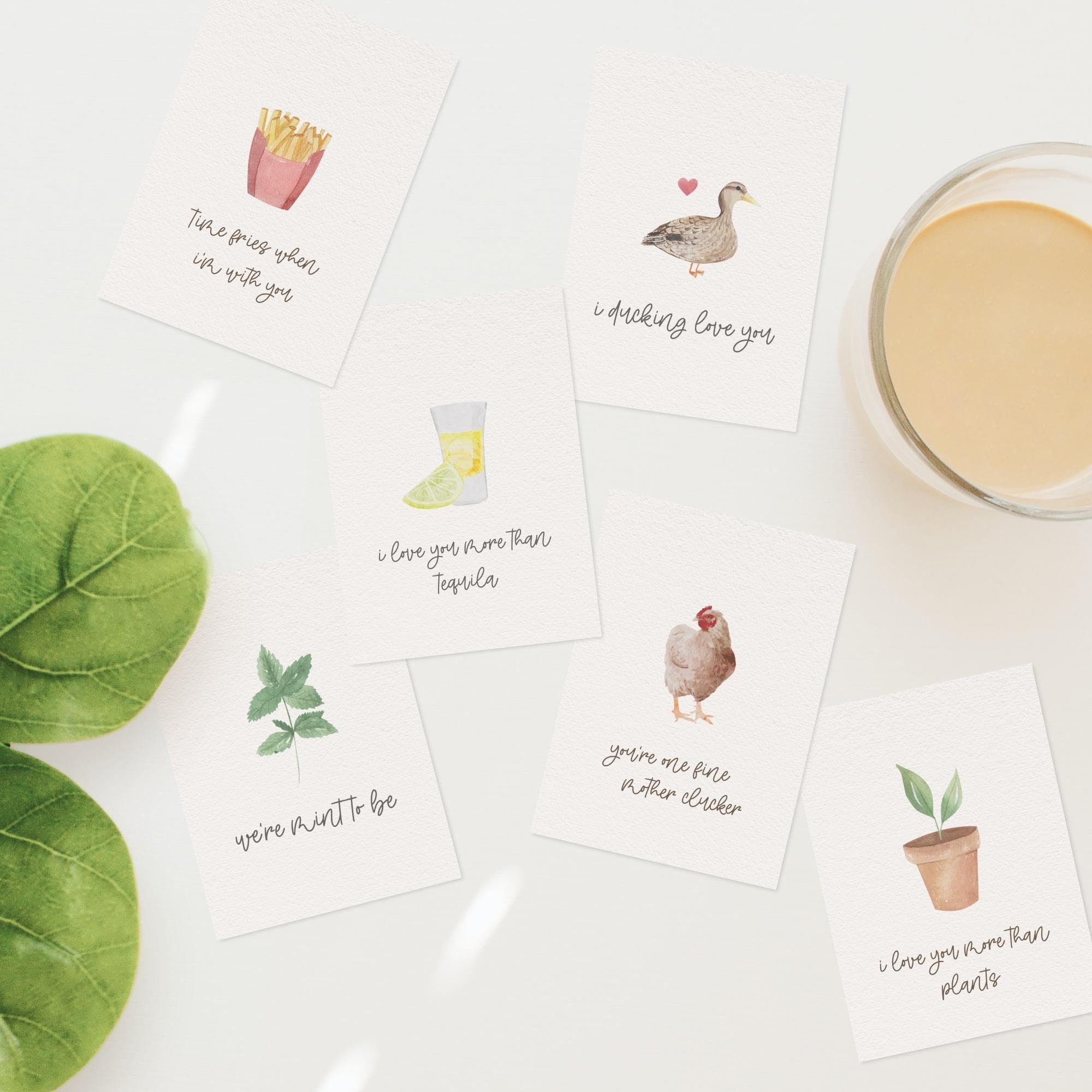 Printable Valentine Mini Card Set | Cute Punny Animals | Anniversary ...