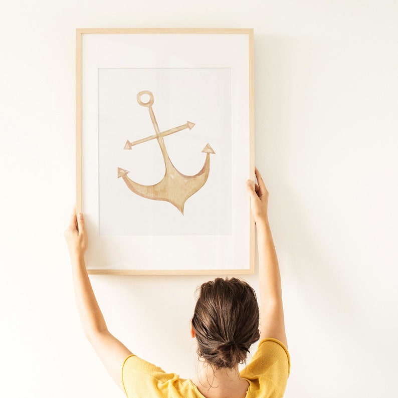 Printable Wall Art Boho Anchor Nautical Sailboat Decor Coastal Beach ...