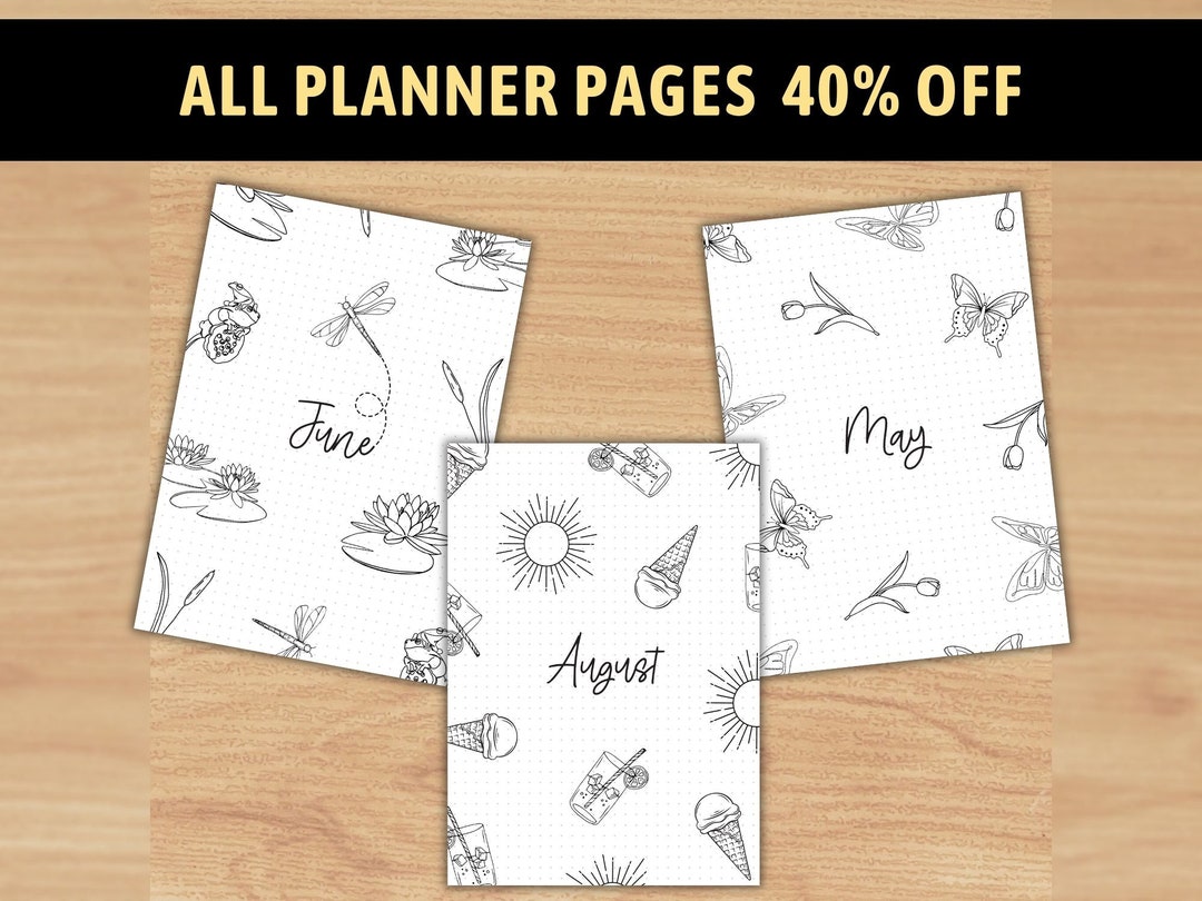 12 Monthly Cover Pages A5 Journal Monthly Title Page Template Monthly ...