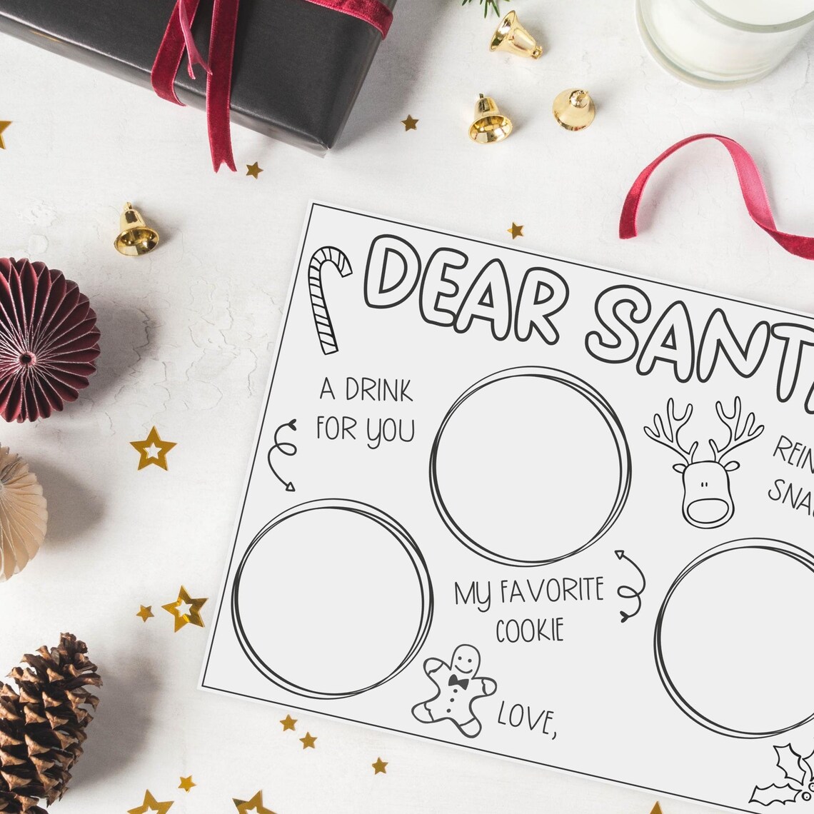Dear Santa Printable Placemat for Kids | Christmas Coloring Sheet | Fun ...