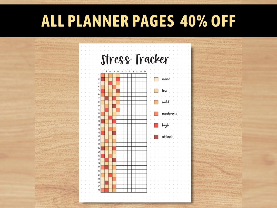 Stress Tracker A5 Journal Page Printable Tracker Habit Tracker Anxiety ...