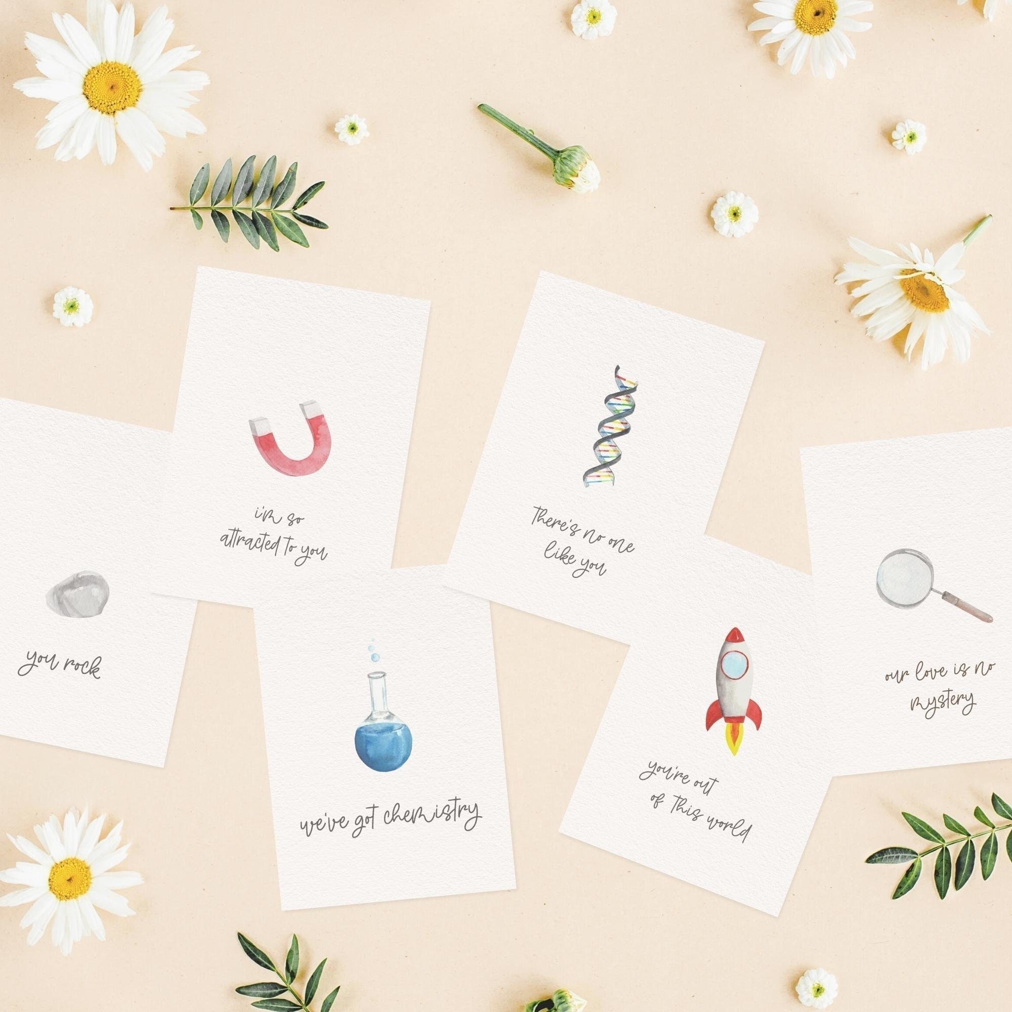 Printable Valentine Mini Card Set Punny Science Kids Class Party School ...