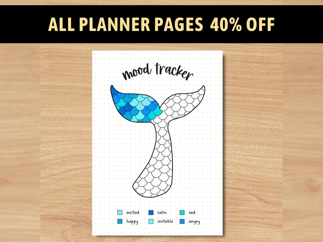 Mermaid Mood Tracker | A5 Journal Page | Daily Tracker | Printable ...