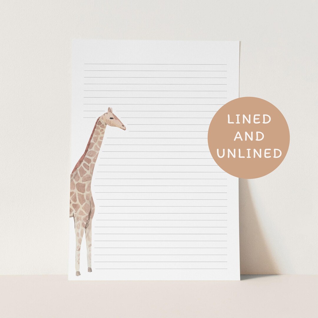 Printable Stationery | African Giraffe Paper | Lined Unlined | A4 ...