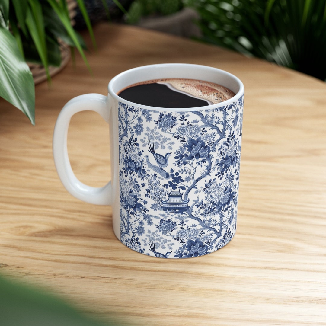 Chinese Blue Pottery White Ceramic Coffee Mug, Tea/coffee Mug With ...