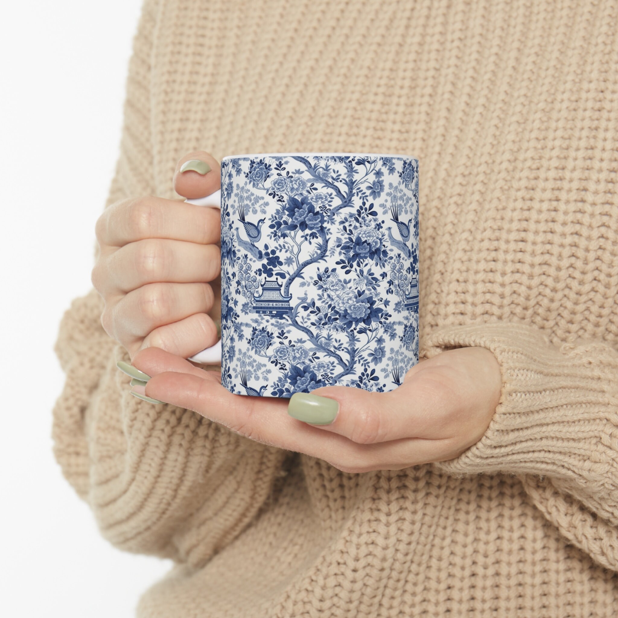 Chinese Blue Pottery White Ceramic Coffee Mug, Tea/coffee Mug With ...