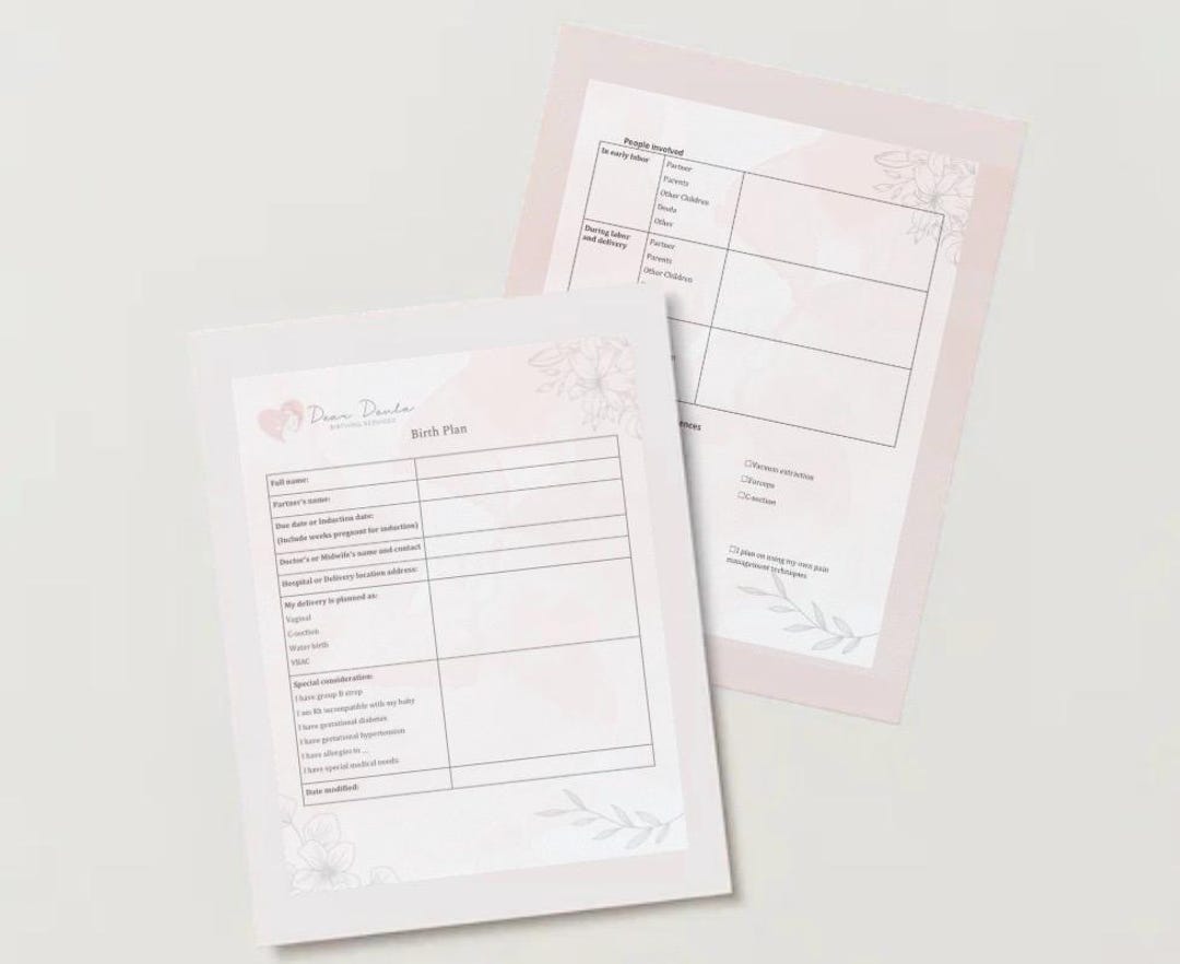 Printable Birth Plan | Labor and Delivery Plan | Templates - Dear Doula ...