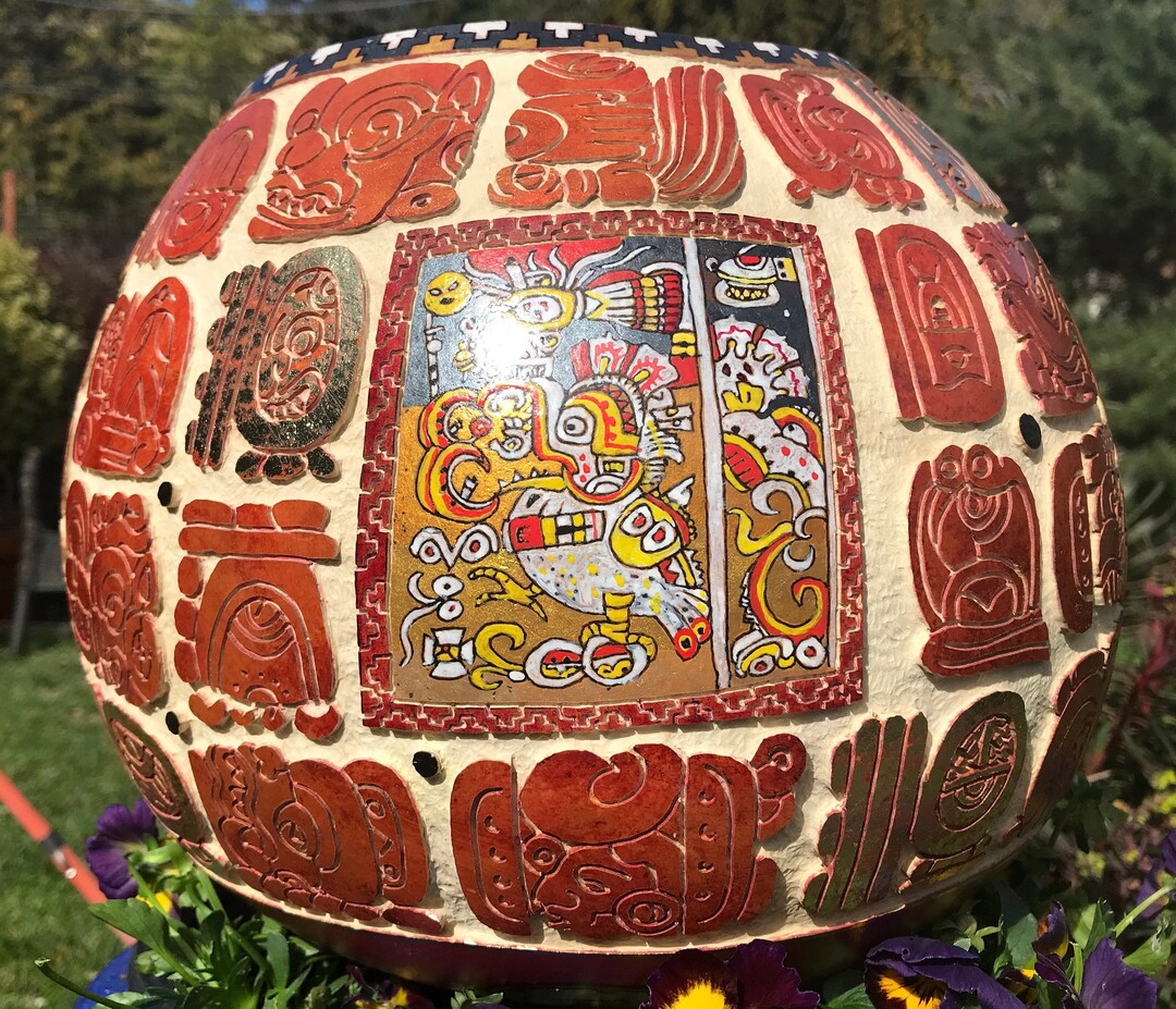 Mayan Glyph Bowl With Turkeys - Etsy