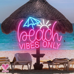 Beach Party Decor Neon Sign Custom, Beach Vibes Only Neon Sign, Beach ...