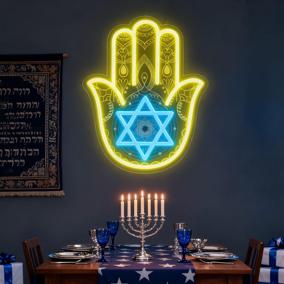 Happy Hanukkah LED Neon Sign, Holiday Decor Led Lights Sign, Jewish ...