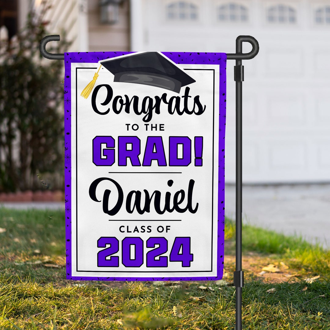 Custom Graduation Garden Flag, Class of 2024 Yard Sign, Senior Flag ...