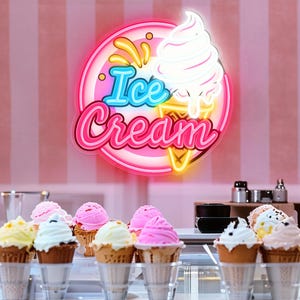 Neon Ice Cream Cone, Ice Cream Neon Sign, Ice Cream Cone Neon Sign ...