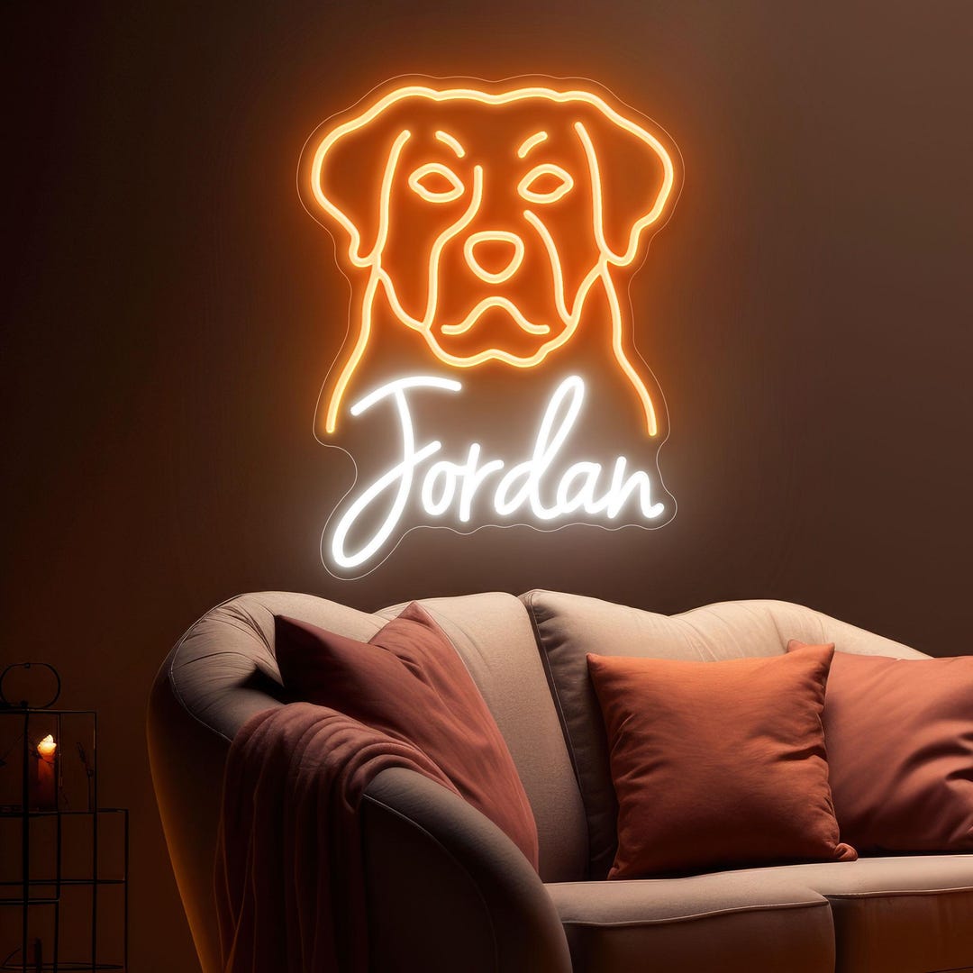 Custom Dog Name Neon Sign, Golden Retriever Neon Sign, Custom Dog Pet ...