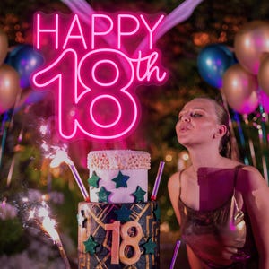 Happy Birthday Neon Sign, Custom LED Neon Signs, 18th Birthday Sign ...