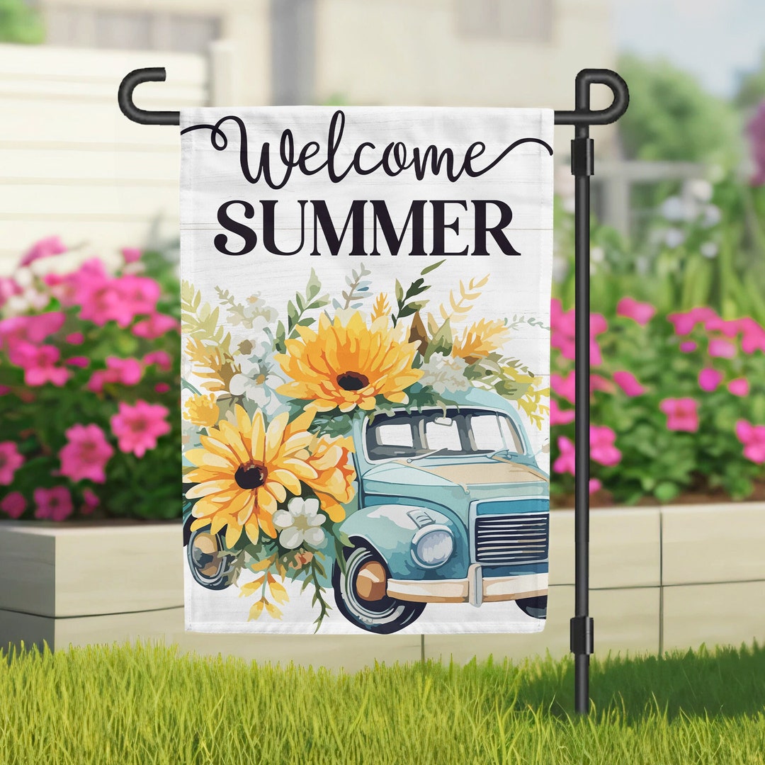 Welcome Summer Garden Flag Home Decor, Colorful Garden Flag Yard Art ...