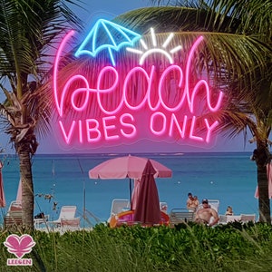 Beach Party Decor Neon Sign Custom, Beach Vibes Only Neon Sign, Beach ...