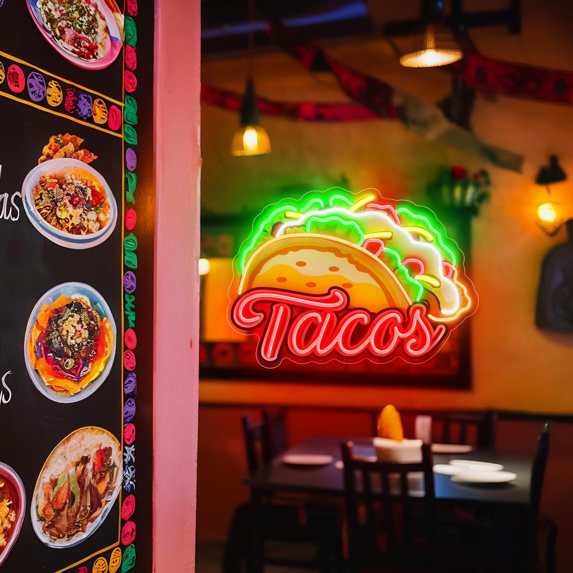 Tacos Neon Sign Custom, Street Food LED Sign, Fast Food Light,mexican ...
