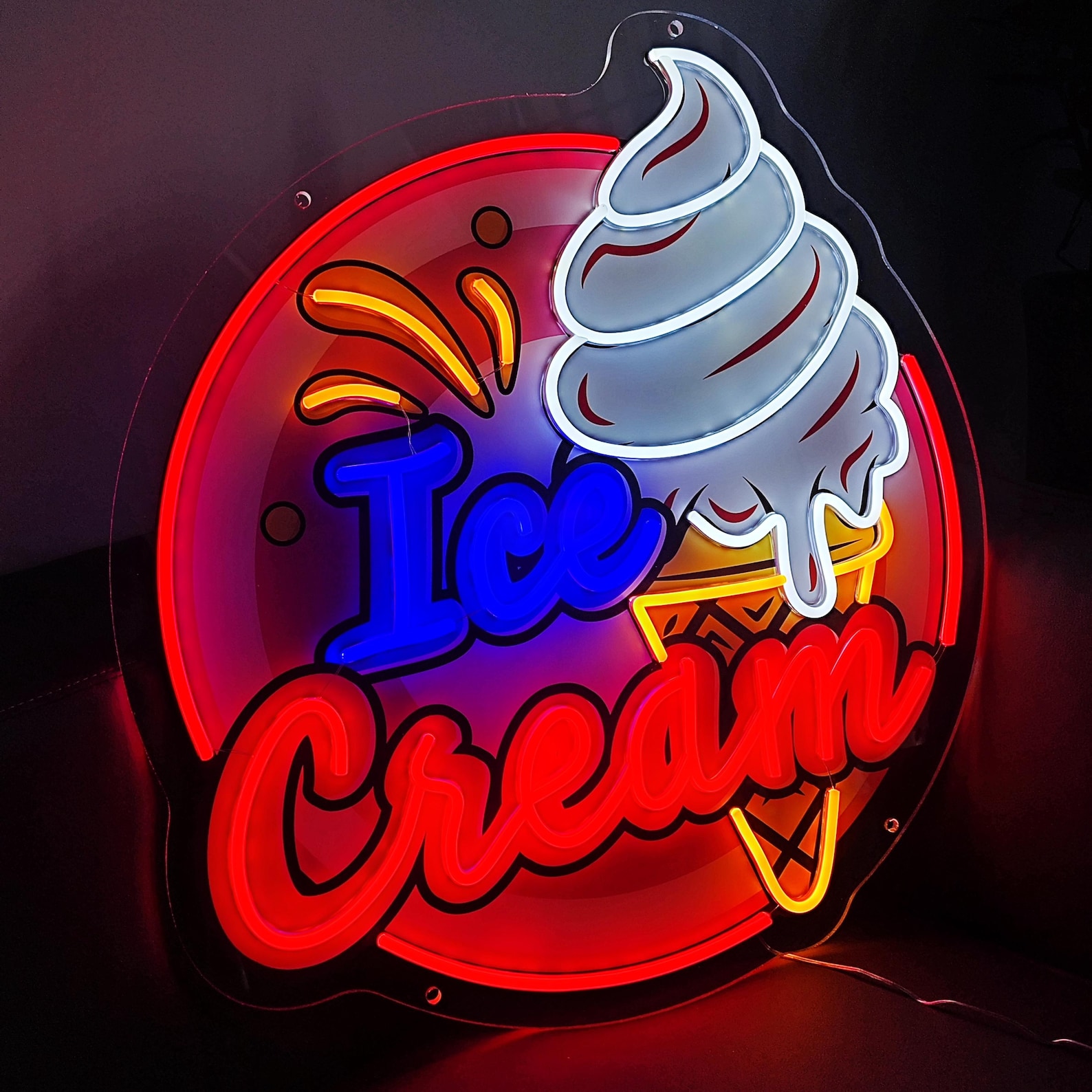 Neon Ice Cream Cone, Ice Cream Neon Sign, Ice Cream Cone Neon Sign ...