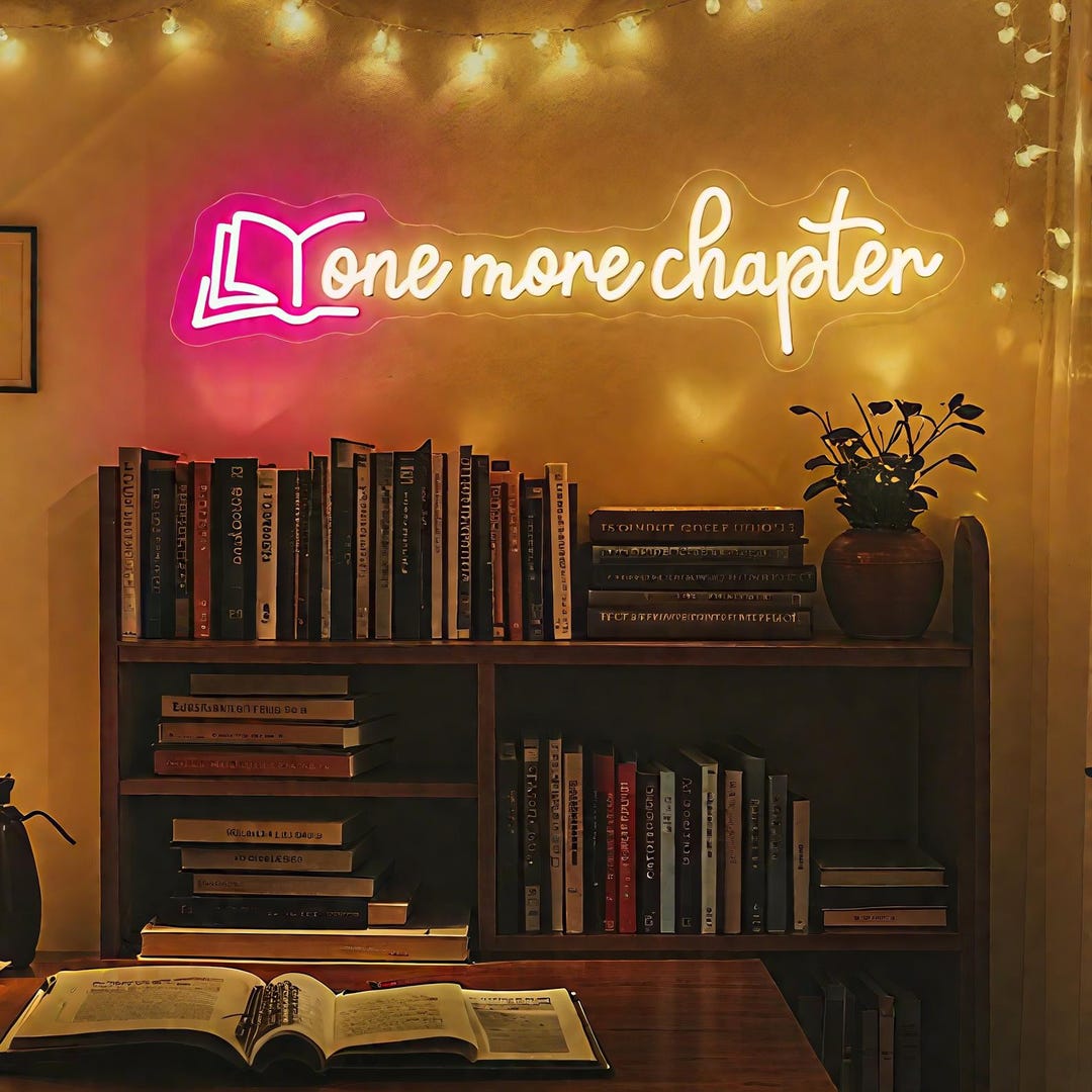 One More Chapter Neon Sign, Library Neon Sign, Book Lover Gift, Library ...