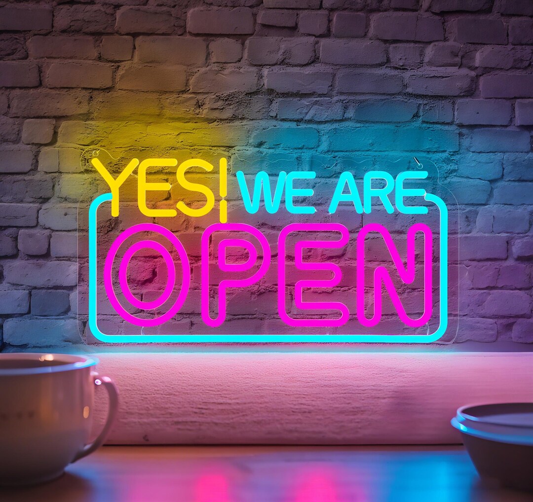 We're Open Neon Light, We Are Open Neon Sign, LED Open Sign, Open Sign ...