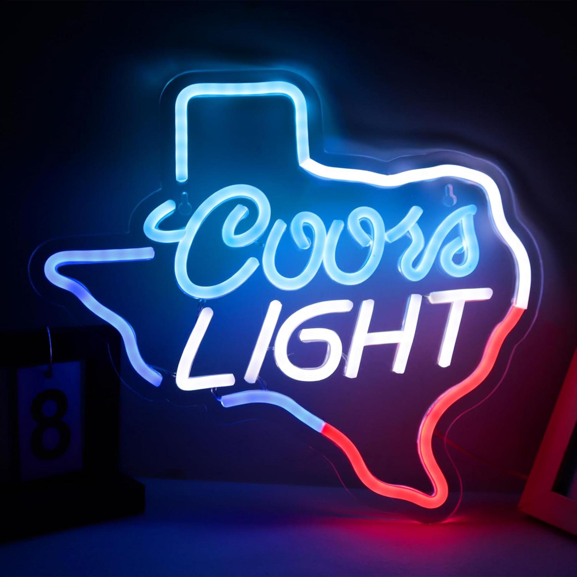 Coors Light With Texas Neon Sign, Beer Neon Signs, Bar LED Neon Lights ...