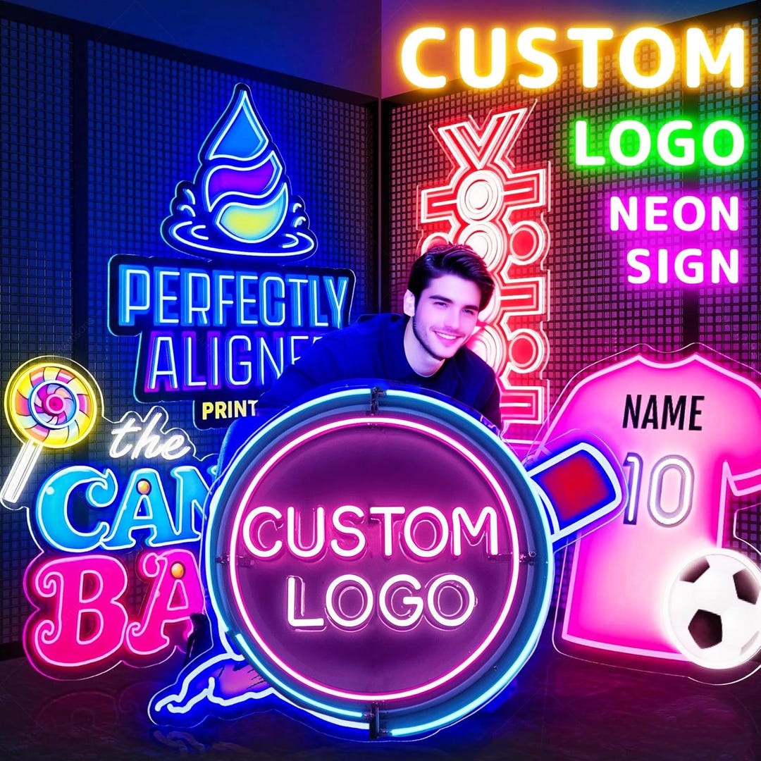 Neon Logo Sign Custom, Neon Sign, Custom Neon Sign Logo, UV Printing ...