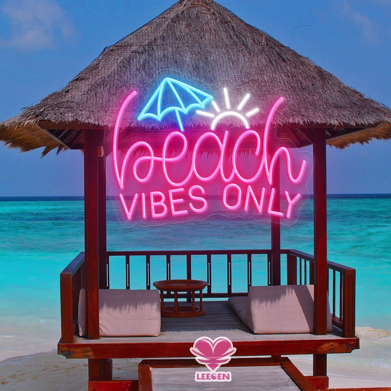 Beach Party Decor Neon Sign Custom, Beach Vibes Only Neon Sign, Beach ...