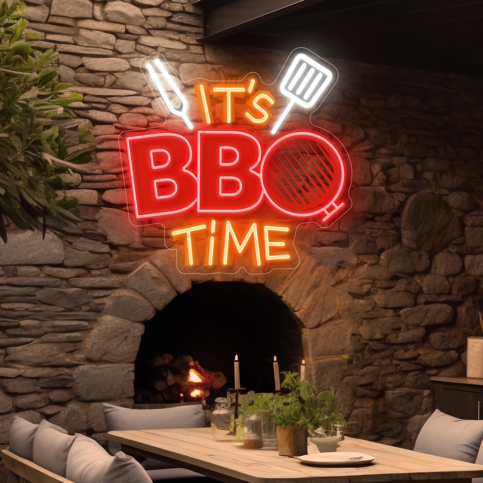 BBQ Neon Sign, Custom BBQ Logo Artwork Led Neon Sign, Barbecue Neon ...