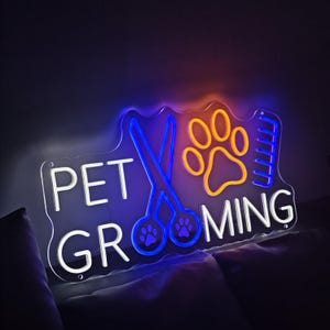 Pet Grooming Neon Sign, Custom Pet Spa Neon Sign, Pet Shop Open Neon ...
